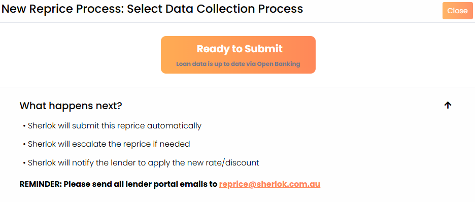 Why does my Data Collection pop-up say "Ready to Submit"?